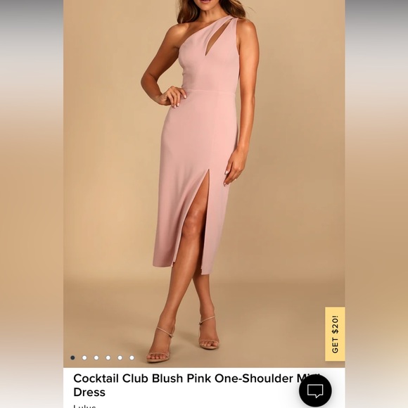 Lulus | Dresses | Cocktail Club Blush Pink Oneshoulder Midi Dress From Lulus | Poshmark